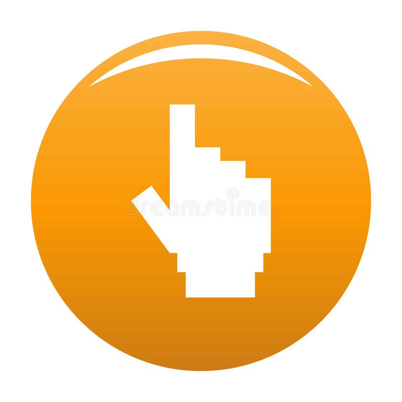 Hand Cursor Pixel Icon Vector Orange Stock Vector - Illustration of ...