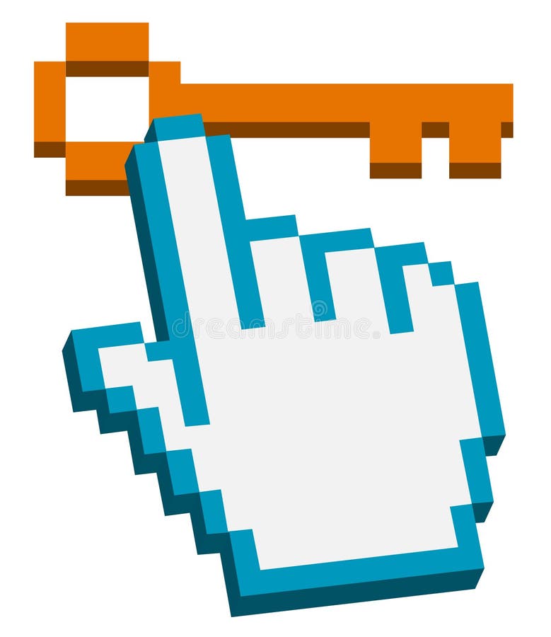 Hand Cursor on Pixelated Key Stock Vector - Illustration of business ...