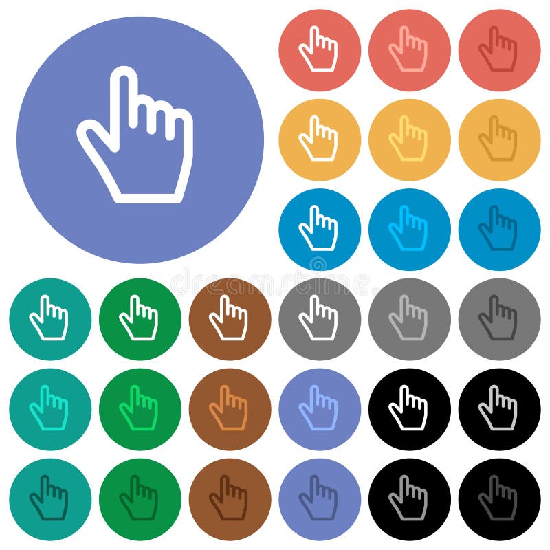 Hand Cursor Round Flat Multi Colored Icons Stock Vector - Illustration ...