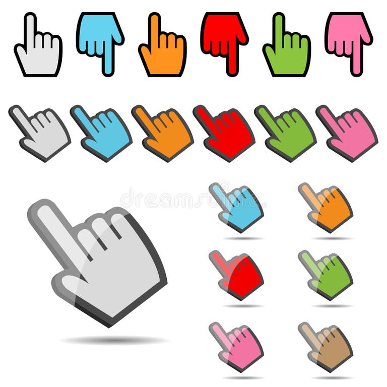 Colorful Hand Cursors Stock Illustrations – 45 Colorful Hand Cursors ...