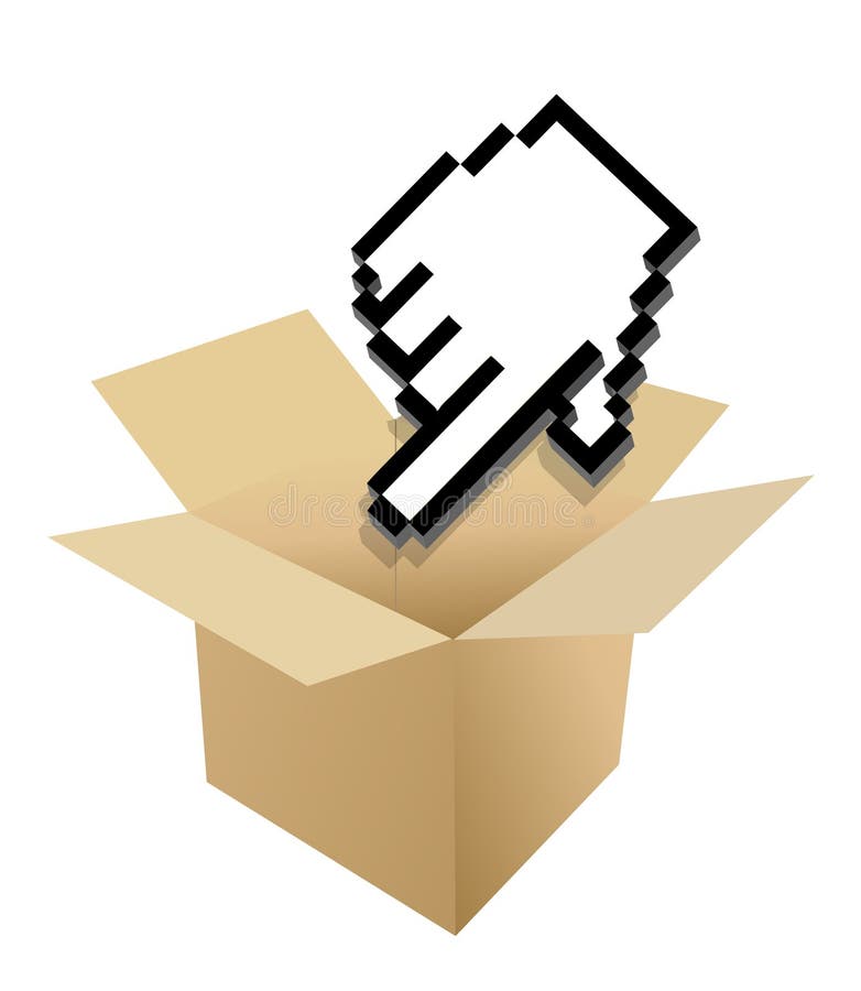 Hand Cursor and Shipping Box Illustration Stock Vector - Illustration ...