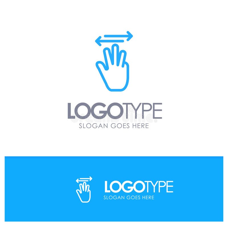Hand, Hand Cursor, Up, Left, Right Blue Outline Logo Place for Tagline ...