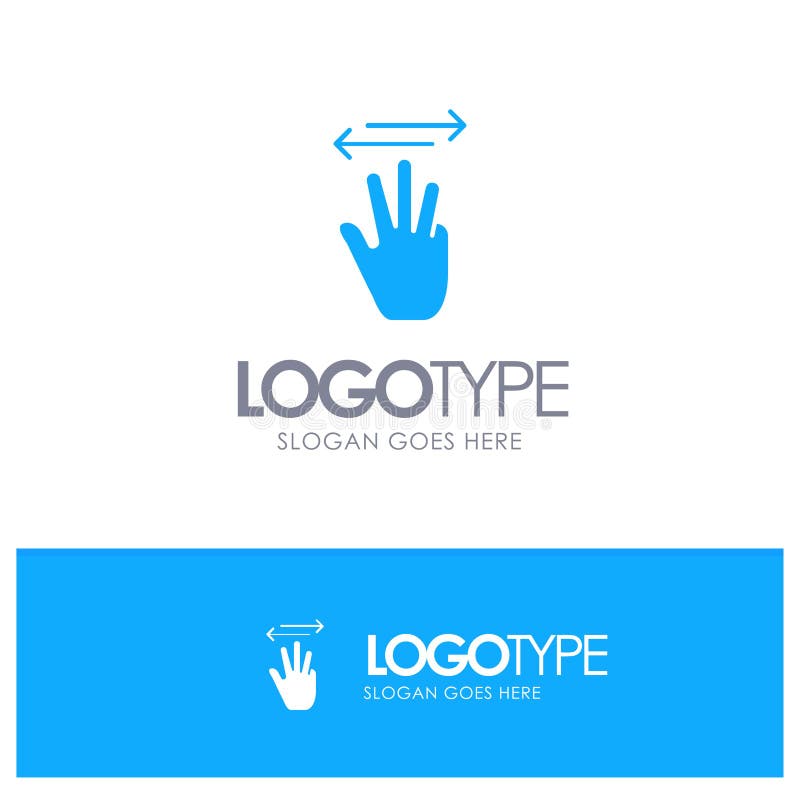 Hand, Hand Cursor, Up, Left, Right Blue Solid Logo with Place for ...