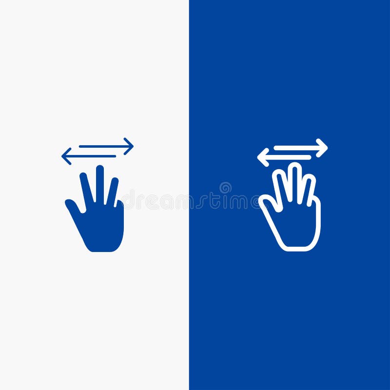 Hand, Hand Cursor, Up, Left, Right Line and Glyph Solid Icon Blue ...