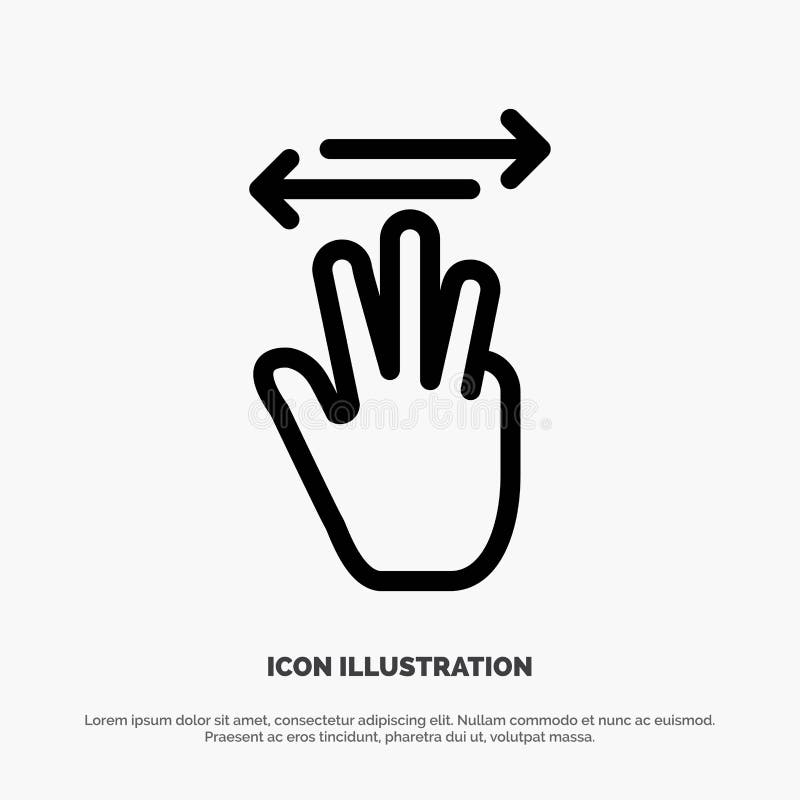 Hand, Hand Cursor, Up, Left, Right Line Icon Vector Stock Vector ...