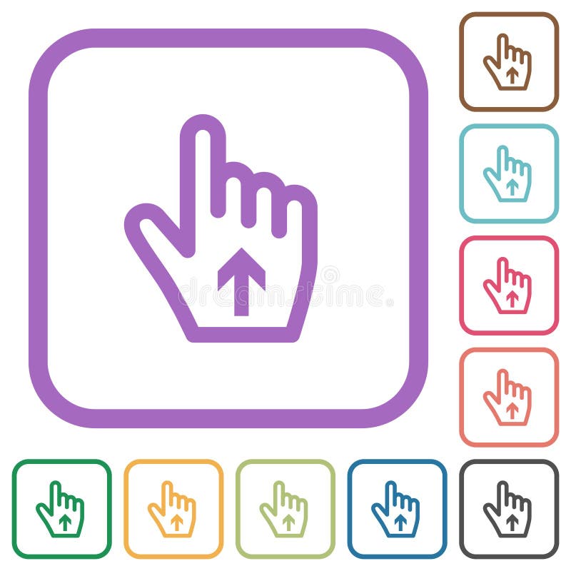 Hand Cursor Left Solid Flat Color Icons with Quadrant Frames Stock ...