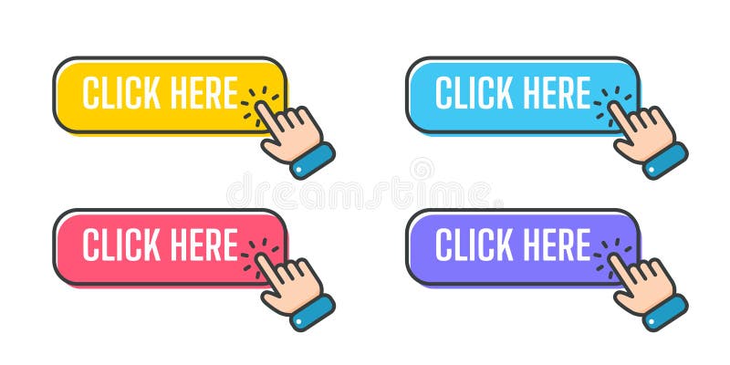 Hand Cursor Vector Icon with Blue Click Button. Click Here for Links To ...