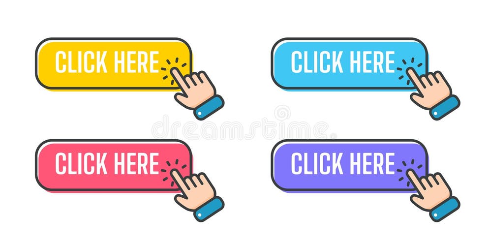 Hand Cursor Vector Icon with Blue Click Button. Click Here for Links To ...