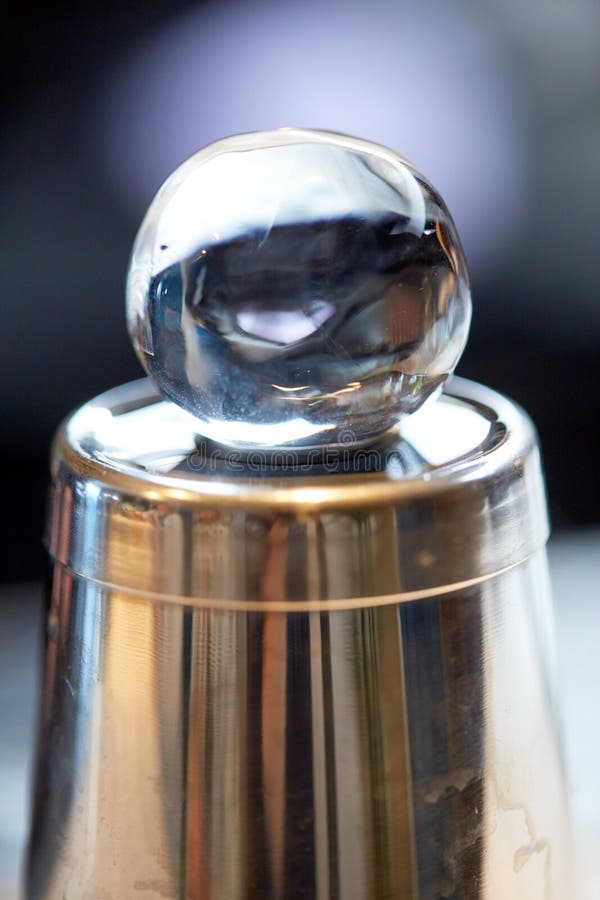 Hand-cut Ice Ball on Top of Cocktail Shaker at Bar Stock Photo - Image ...