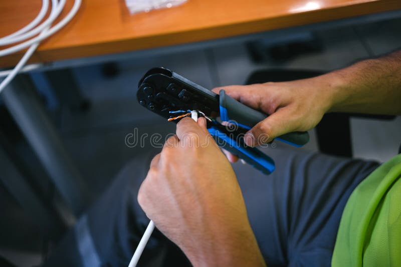 Hand Cutting Ethernet Network Cable with Tool for Crimping Rj-45 ...