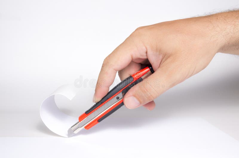 Hand cutting paper stock image. Image of cutting, europid - 87791047