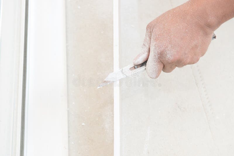 Hand Cutting Plaster Boards Stock Photo - Image of artisanry, cutting ...