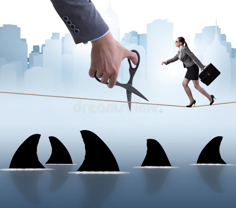 Hand Cutting Rope in Business Risk Concept Stock Image - Image of ...