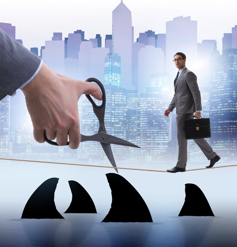 Hand Cutting Rope in Business Risk Concept Stock Photo - Image of fired ...