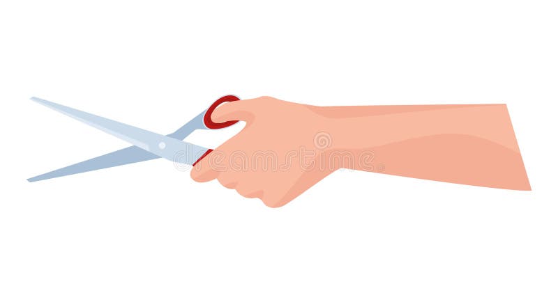 Hand cutting with scissors stock illustration. Illustration of design ...