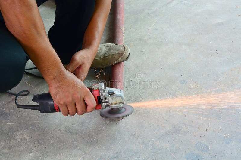 Hand cutting steel stock image. Image of flames, danger - 31378959