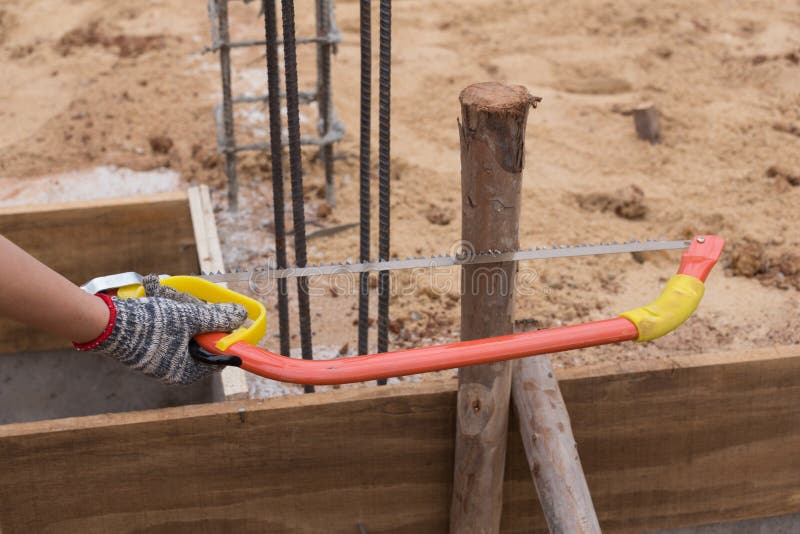 Hand Cutting Wood by Hand Saw Stock Photo - Image of power, craft: 64869044