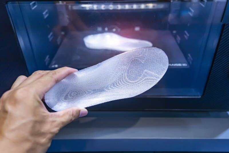 Hand with 3d Printed Shoe Figure Stock Image - Image of female ...