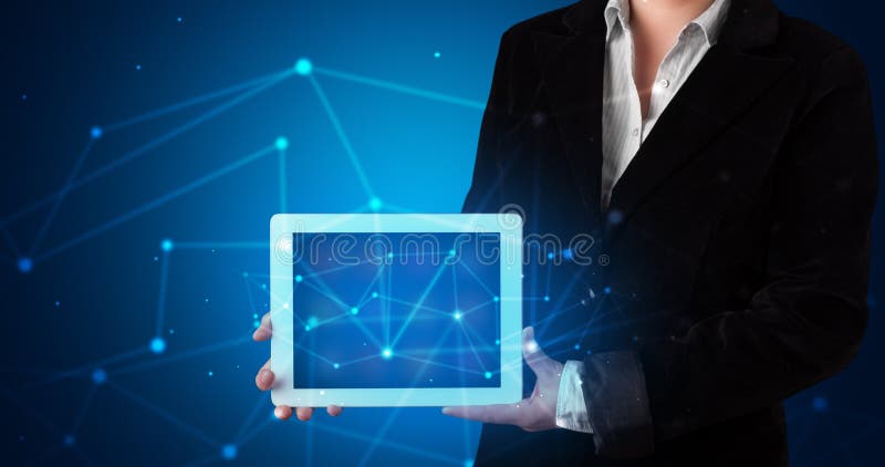 Hand in a Dark Space with Virtual Connection Concept Stock Photo ...