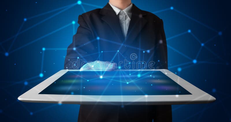 Hand in a Dark Space with Virtual Connection Concept Stock Photo ...