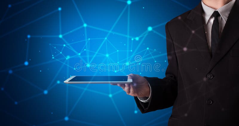 Hand in a Dark Space with Virtual Connection Concept Stock Image ...