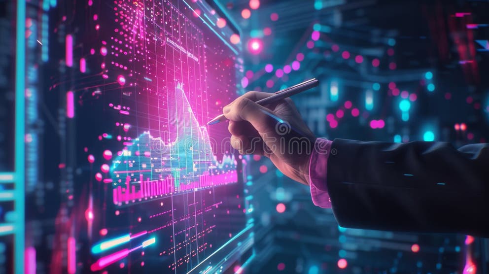 The Hand on Data Graph. AI Generated Stock Photo - Image of interface ...