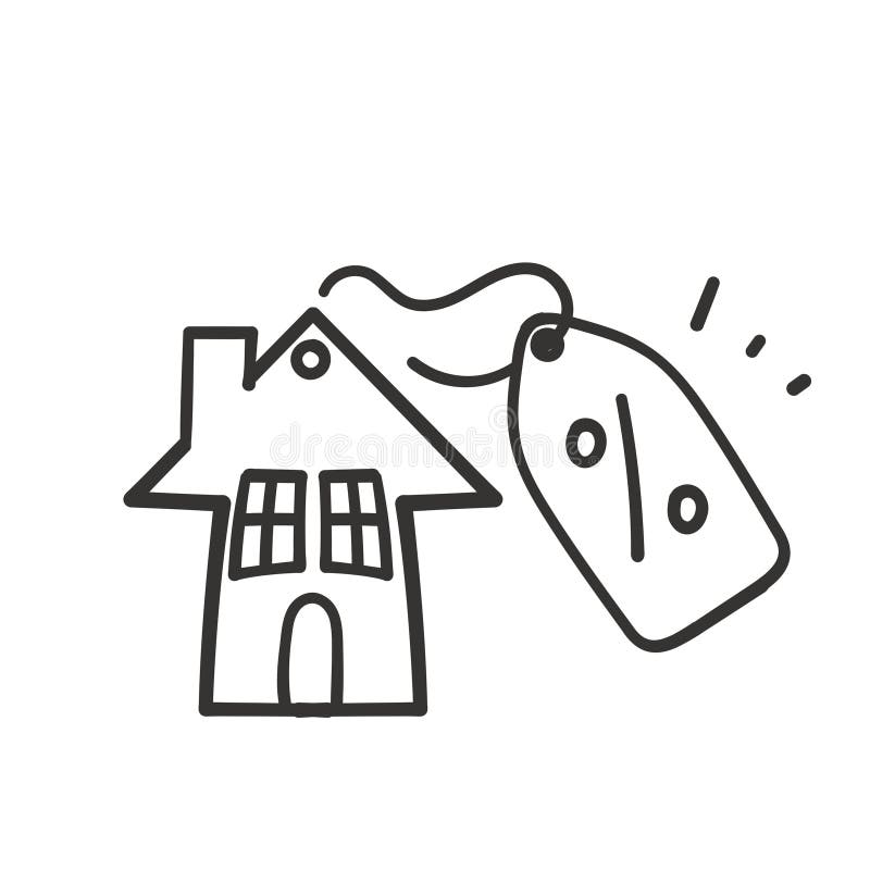 Hand Dawn Doodle House and Price Tag Illustration Stock Vector ...