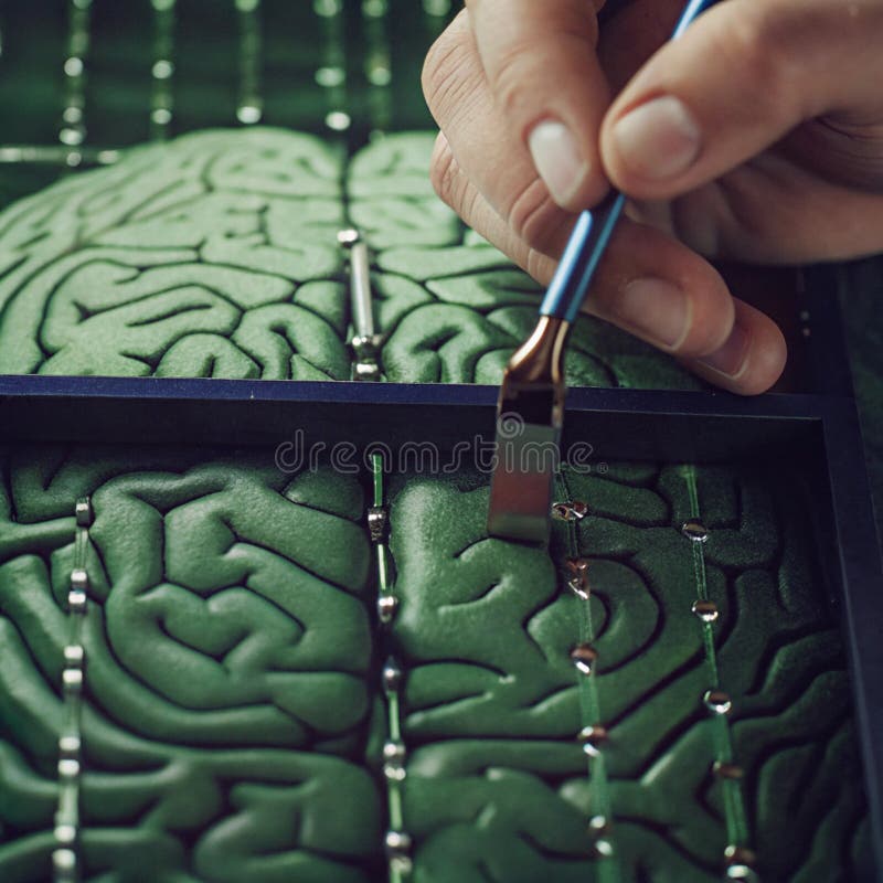 Hand Decoding an Encrypted Brain Structure Stock Illustration ...