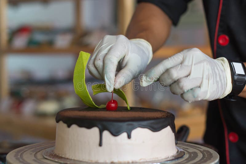 Hand decorating cake stock photo. Image of homemade - 148795060