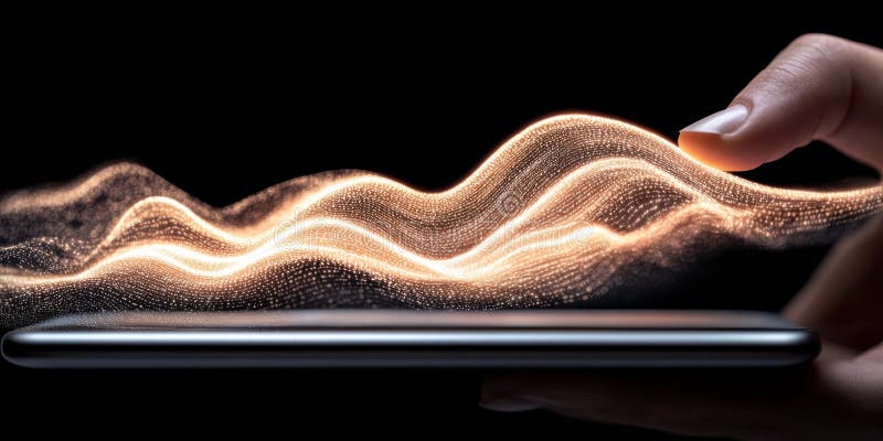 A Hand Delicately Interacts with a Glowing Device, Demonstrating the ...