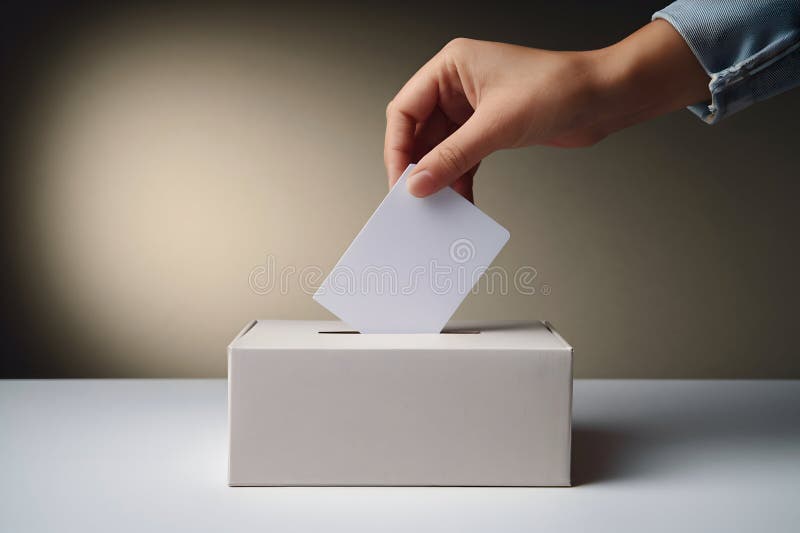 Hand Places Card into Light Colored Box, Symbolizing Choice or Voting ...