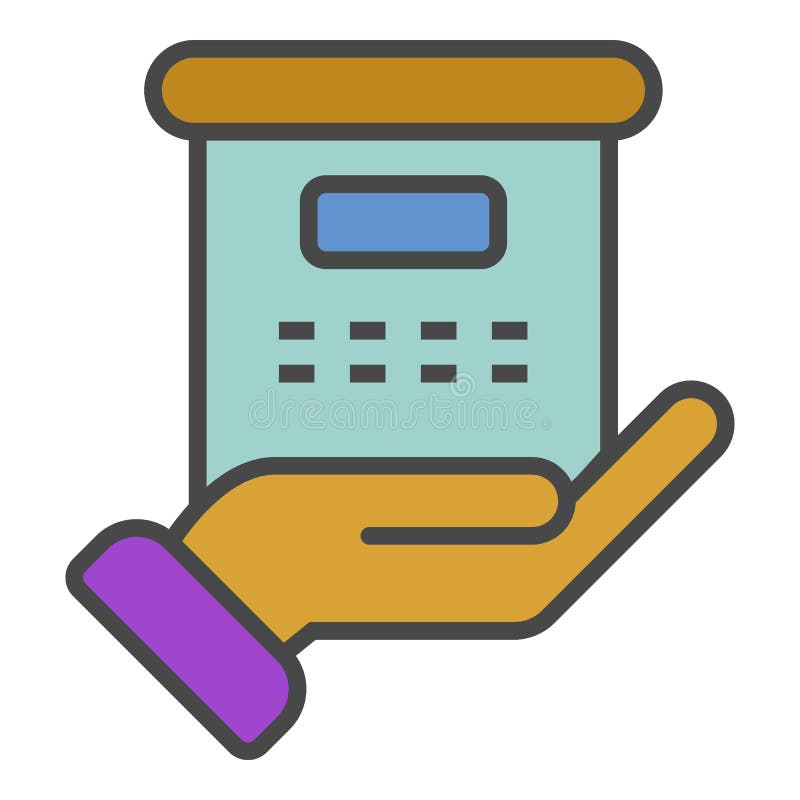 Hand Delivery Box Icon Color Outline Vector Stock Vector - Illustration ...