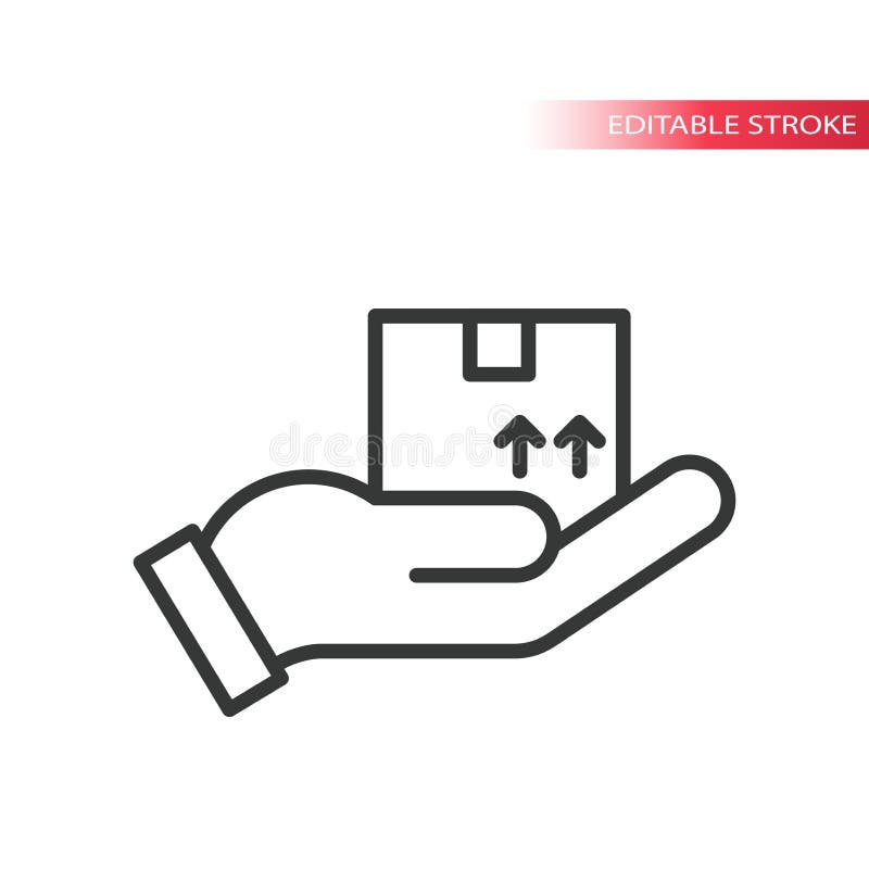 Hand with Delivery Box Thin Line Vector Icon. Delivery Parcel with this ...