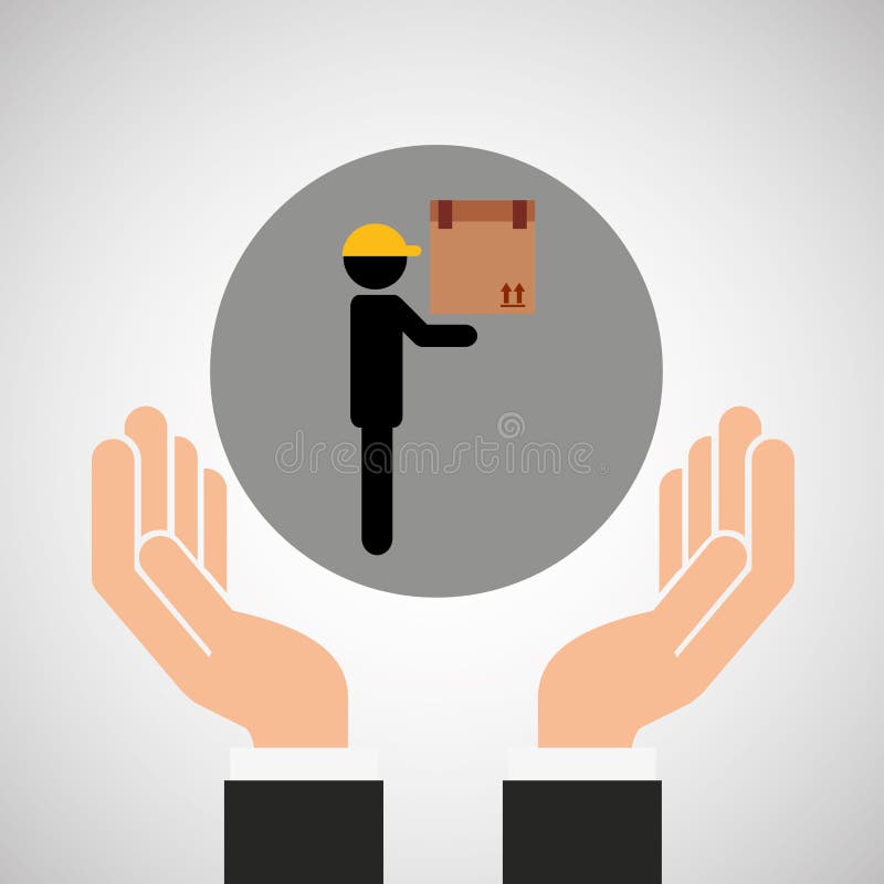 Hand Delivery Service Man Carrier Big Box Graphic Stock Vector ...
