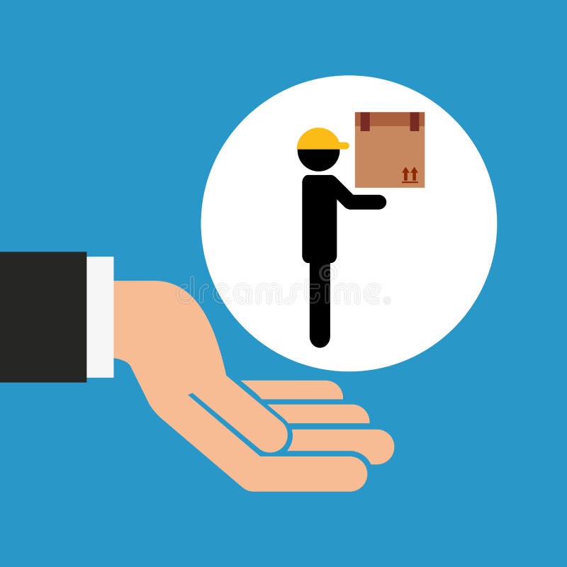 Hand Delivery Service Man Carrier Big Box Graphic Stock Vector ...