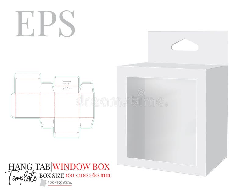 Hang Tab Box Template, Vector with Die Cut / Laser Cut Layers. Paper ...