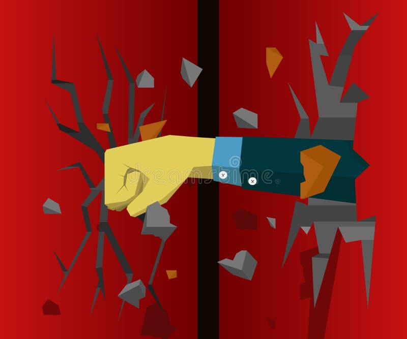 Hand Hit the Wall so that it Becomes Cracked Stock Vector ...