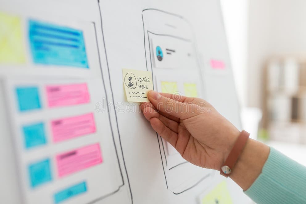 Hand of Developer Working on Ui Design at Office Stock Photo - Image of ...