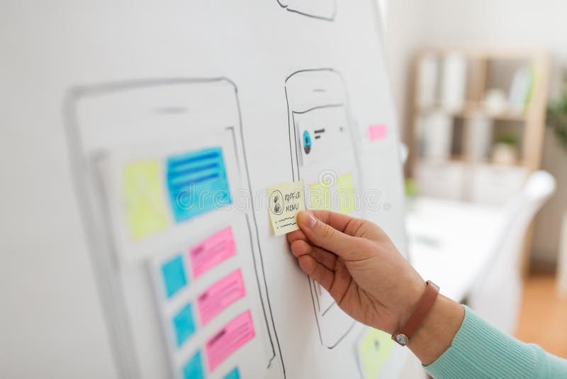 Hand of Developer Working on Ui Design at Office Stock Image - Image of ...