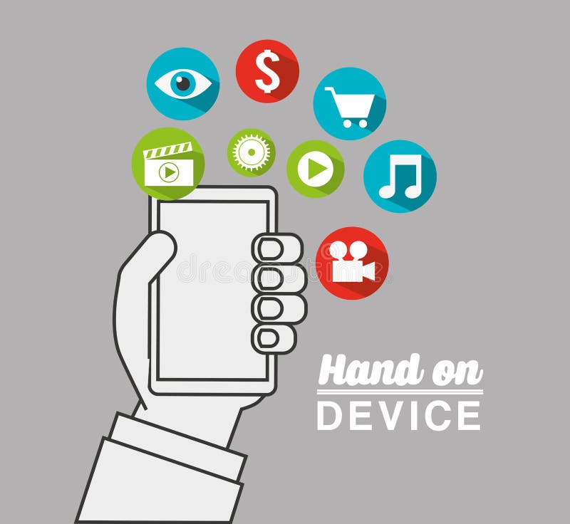 Hand on device design stock illustration. Illustration of touch - 66640418