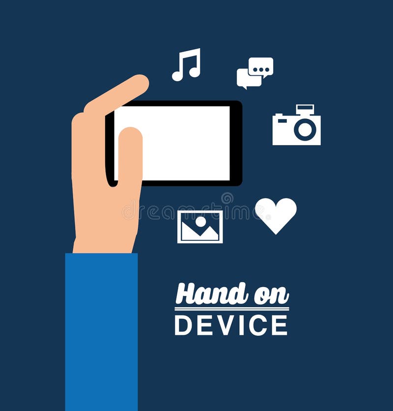 Hand on device design stock illustration. Illustration of smartphone ...