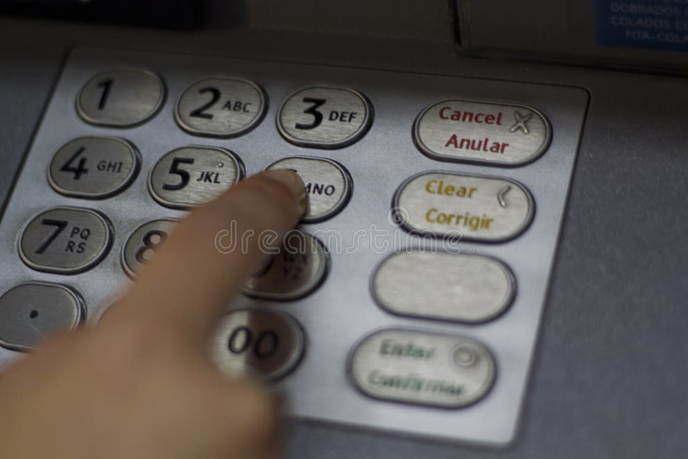 Hand dialing ATM code stock photo. Image of electronic - 91966254