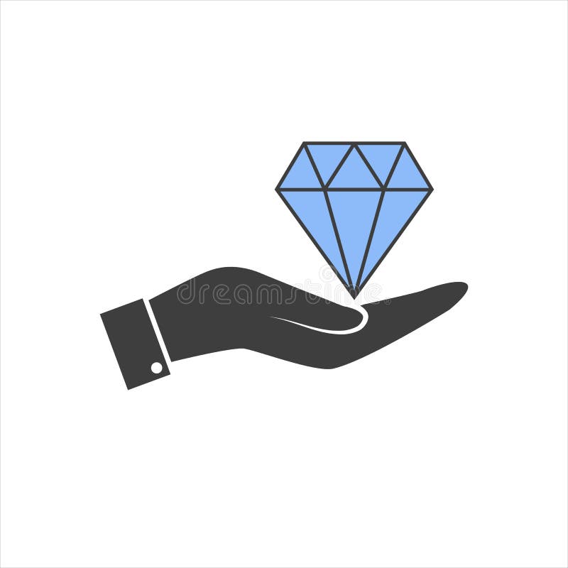 Hand and Diamond Icon, Flat Design Best Vector Icon Stock Vector ...
