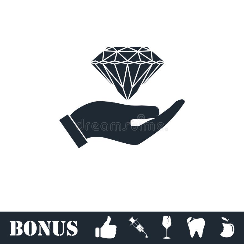 Hand and diamond icon flat stock vector. Illustration of graphic ...