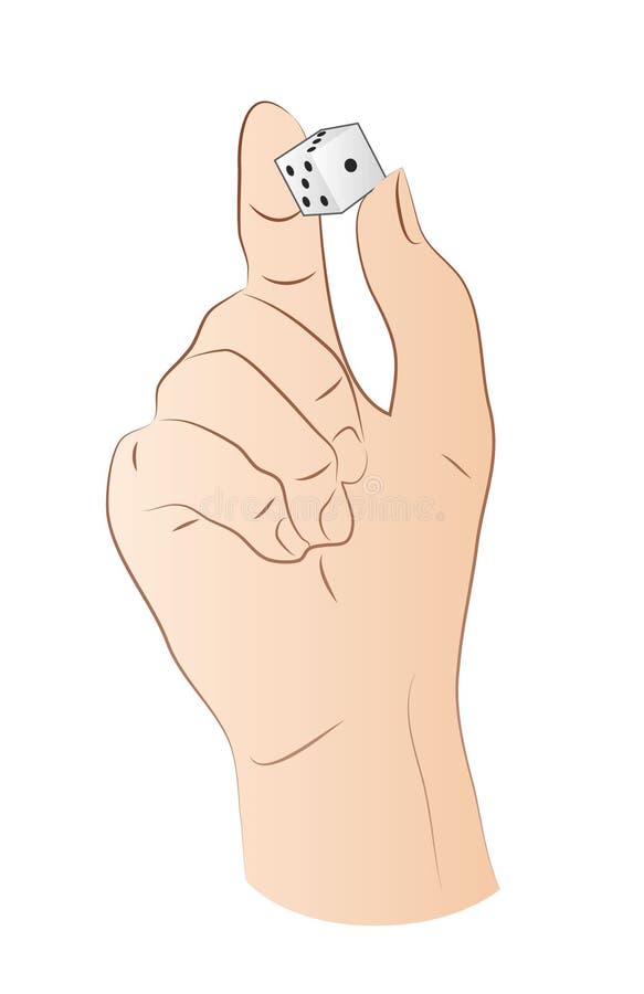 Hand with dice stock vector. Illustration of skin, addiction - 32972731
