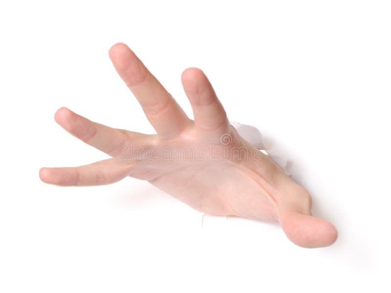 Hand Durch Ein Loch Im Papier Stockbild - Bild von hand, angriff: 30884735