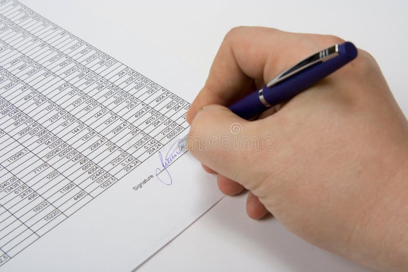 Handtekening Op Het Document Stock Foto - Image of economie, investeer ...