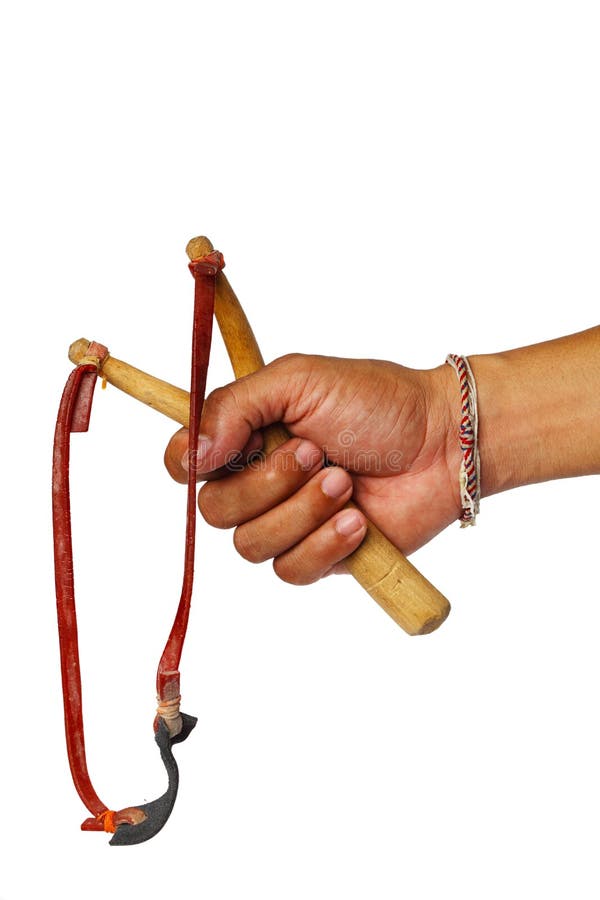 Hand, Die Katapult Lokalisiert Auf Weißem Hintergrund Hält Stockfoto ...