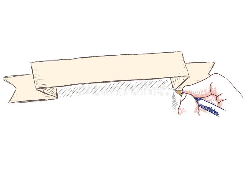 Hand Die Op Een Lint Schrijven Vector Illustratie - Illustration of ...