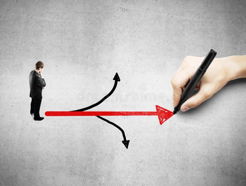 Hand, Die Roten Pfeil Zeichnet Stockfoto - Bild von markt, idee: 64780754